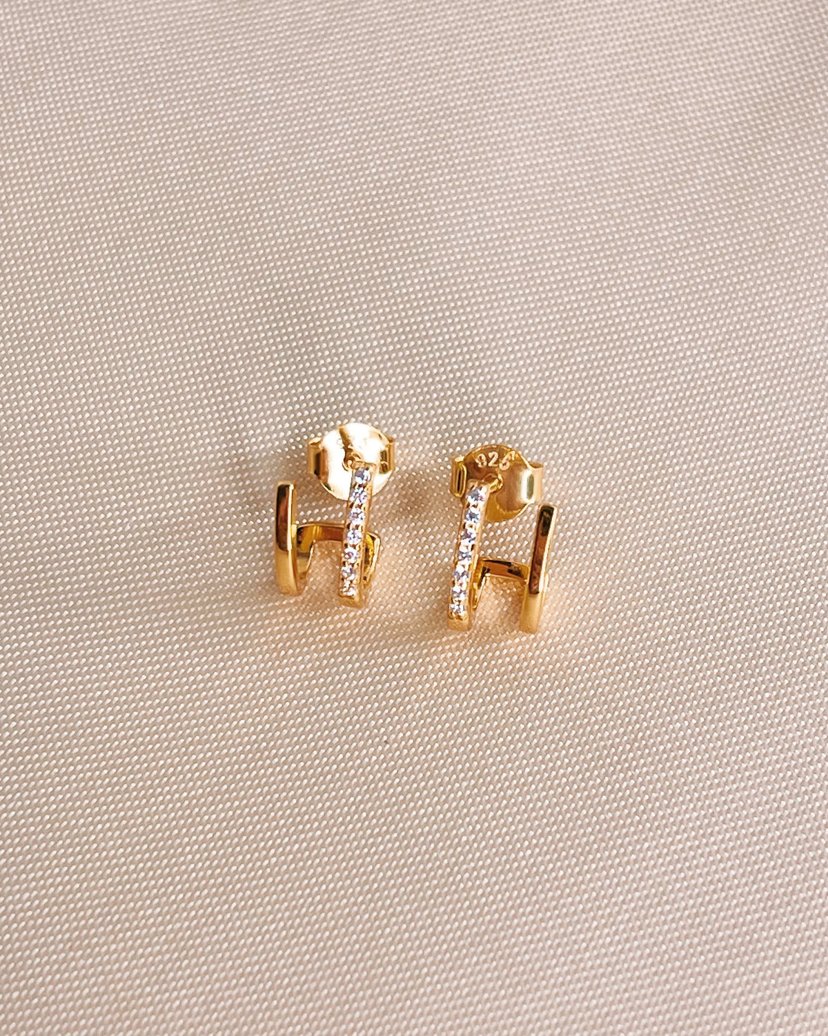 Tina Double Layer Half Zircon Paved Pseudo Stack illusion Huggie Hoop ... Tina Double Layer Half Zircon Paved Pseudo Stack illusion Huggie Hoop ...